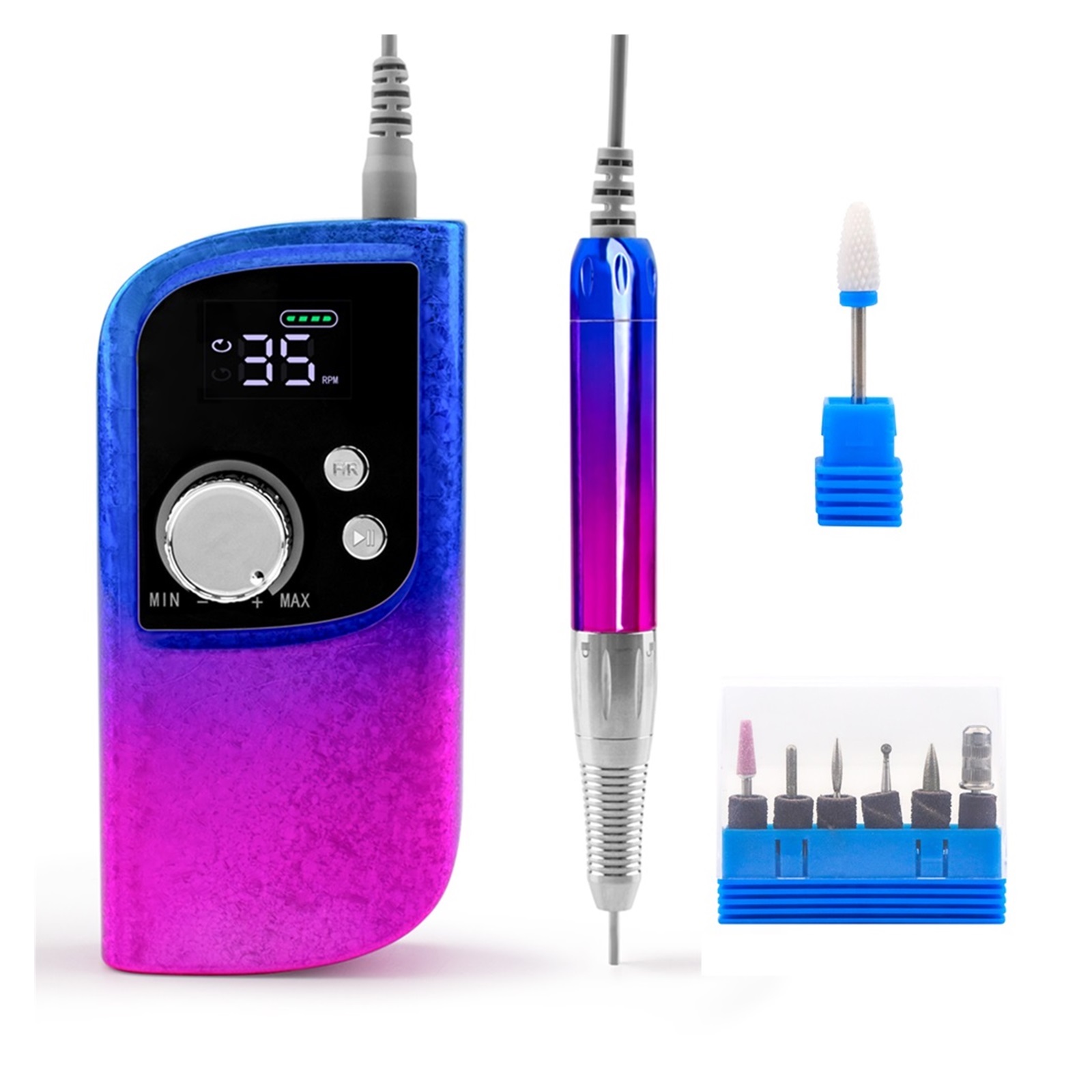 Handle Cordless 35000RPM Electric Nail Drill Machine, Rechargeable ...