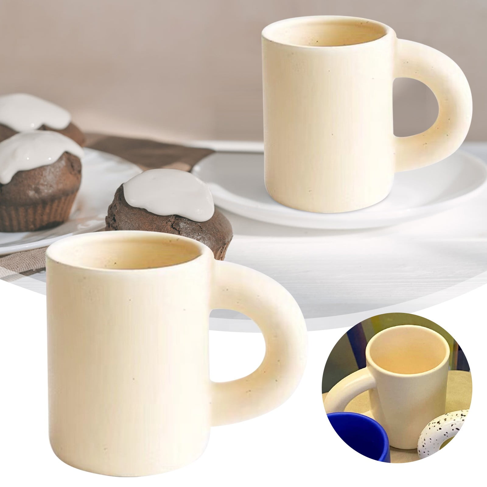 Handle Mug Hand Pinch Pattern Dot Ink Ceramic Big Ring Cup Klein Blue ...