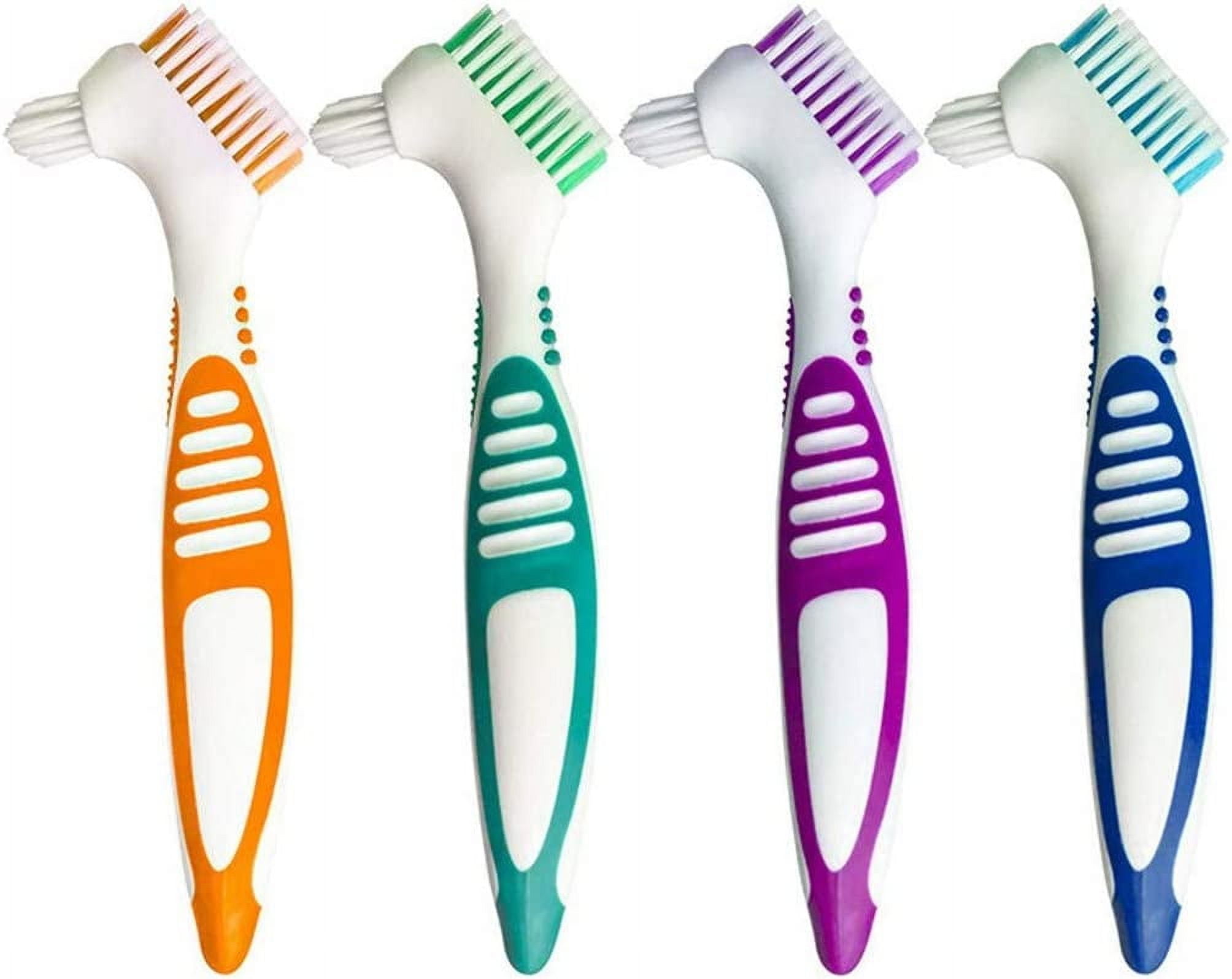 Handle Sided Teeth Easy Denture Brush Toothbrushes 4Pc Double Tooth ...