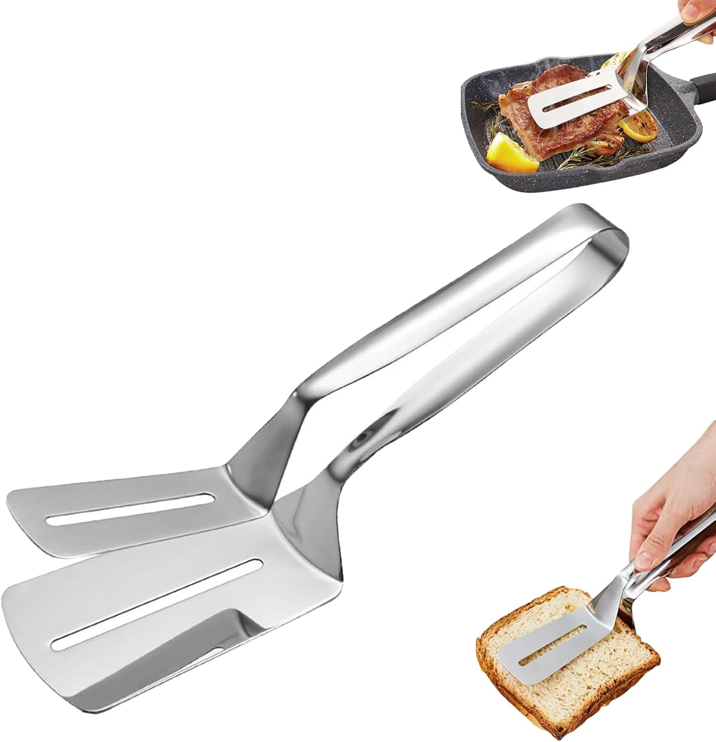 Handle Spatula Tongs,Stainless Steel Grill & Kitchen Tongs ...