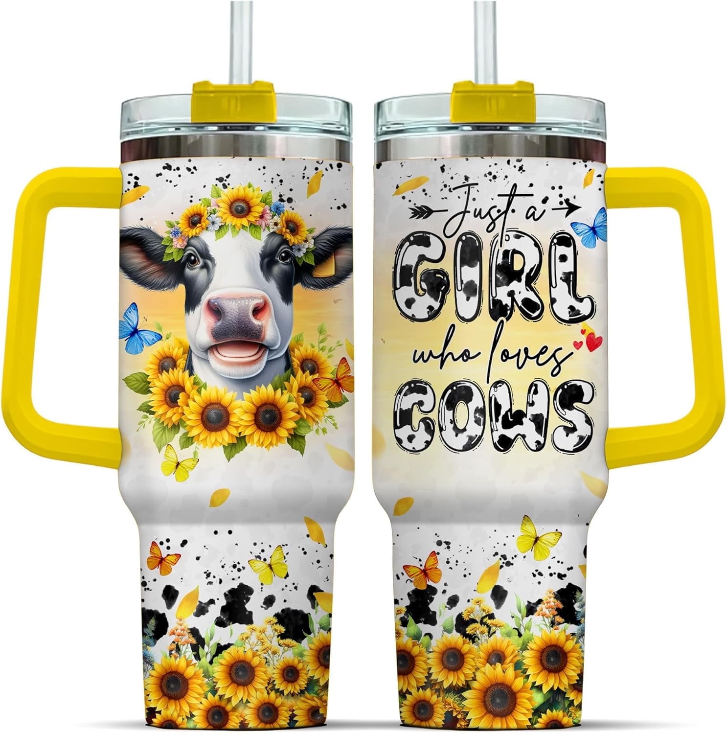 Handle Yellow Modern Simple Cows Glitter Print Cups Butterfly Cup ...
