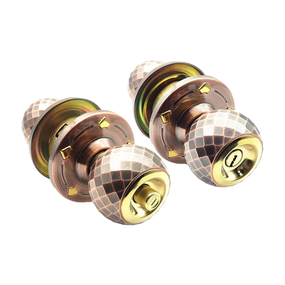 Handle door lock,3 Key Bedroom Lock Mirror Finish Alloy Heavy-duty Ball ...