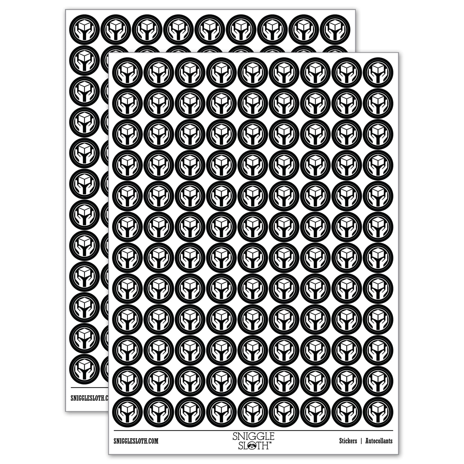 Handle with Care Box Symbol Icon 200+ Round Stickers - Black - Gloss ...
