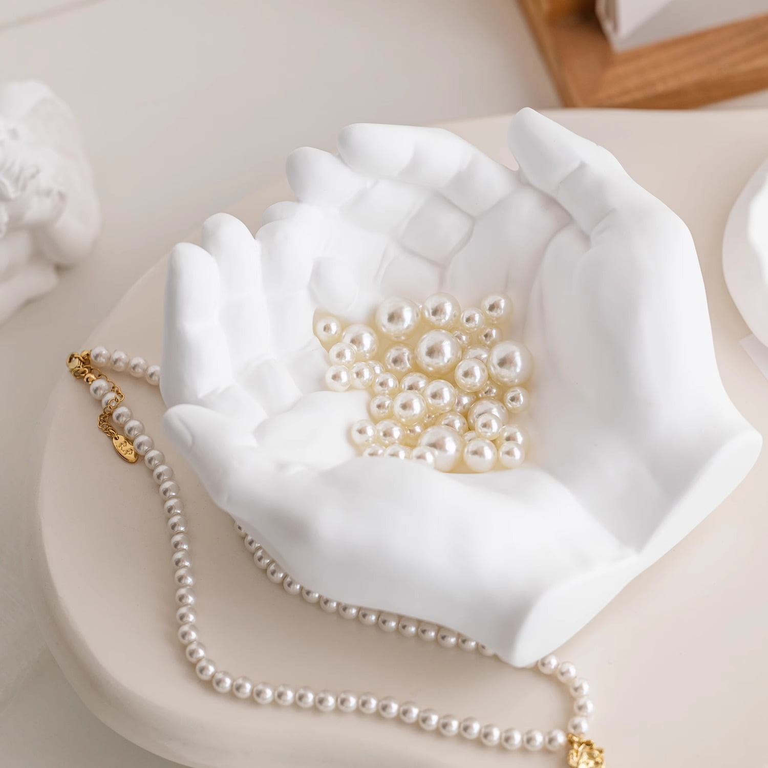 Handle with Care Hands Holder, White Poly Resin Decorative Tray, Key ...