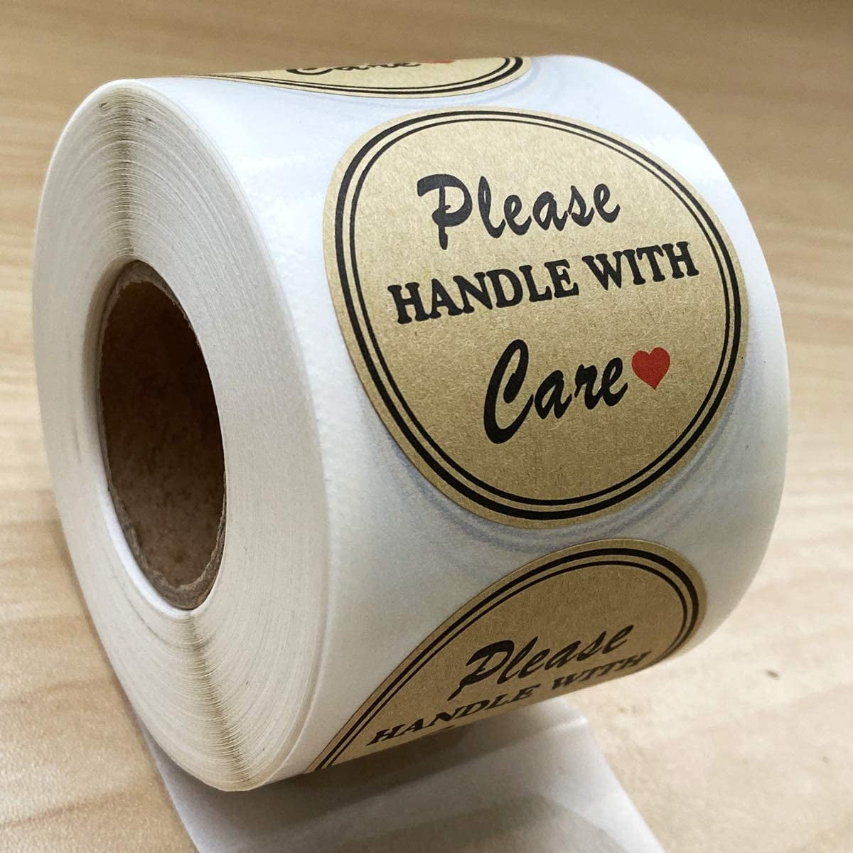 Handle with Care Stickers,2 inch Kraft Paper Shipping Fragile Warning ...