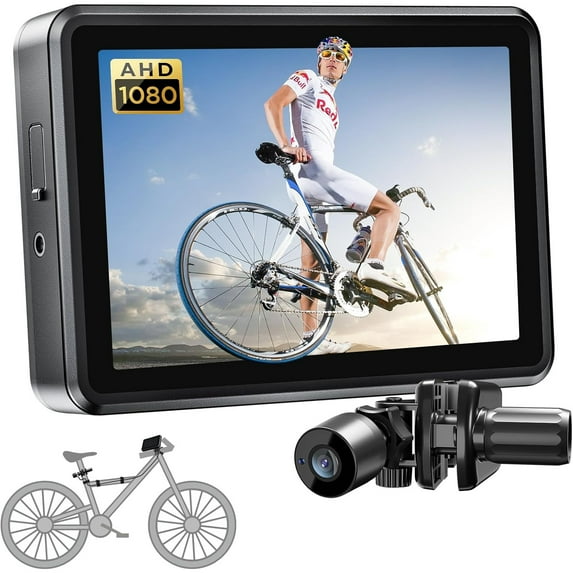 Handlebar Bike Mirror, Bicycle Rear View Camera with 4.3'' HD Night ...