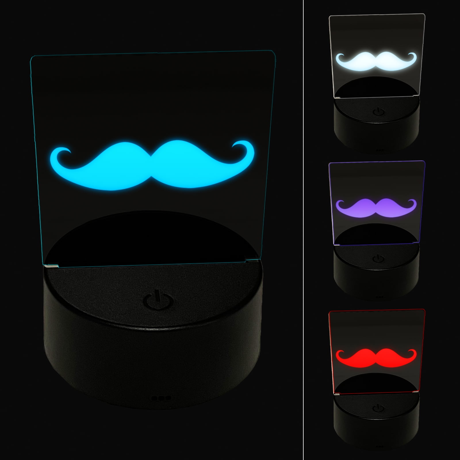 Handlebar Mustache Moustache Silhouette LED Night Light Sign 3D ...
