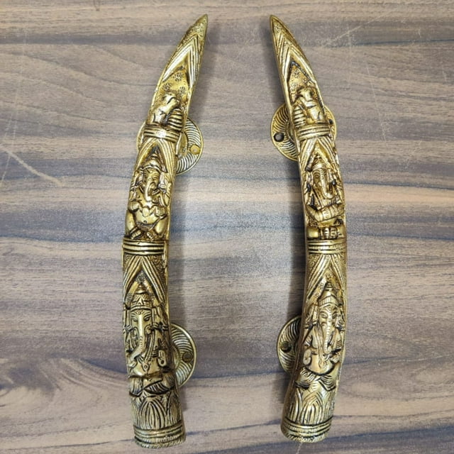 Handles for Main Door, Tuskar Style Ganesha Carving Brass Door Handle ...