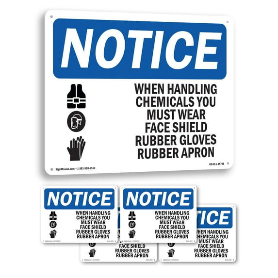 Handling Chemicals Wear PPE OSHA Notice Aluminum Sign 24 Inch x 18 Inch ...