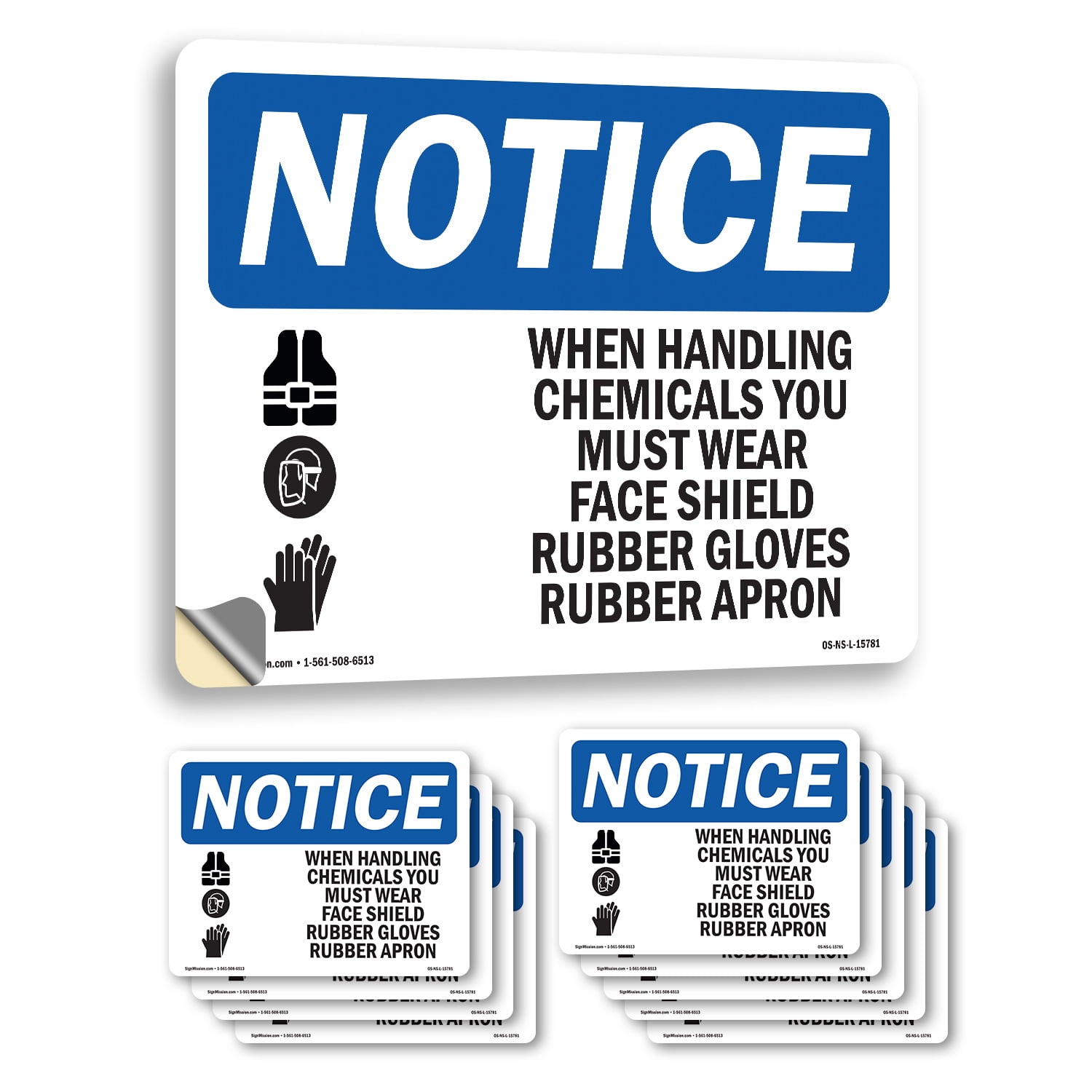 Handling Chemicals Wear PPE OSHA Notice Vinyl Decal Label 18 Inch x 12 ...