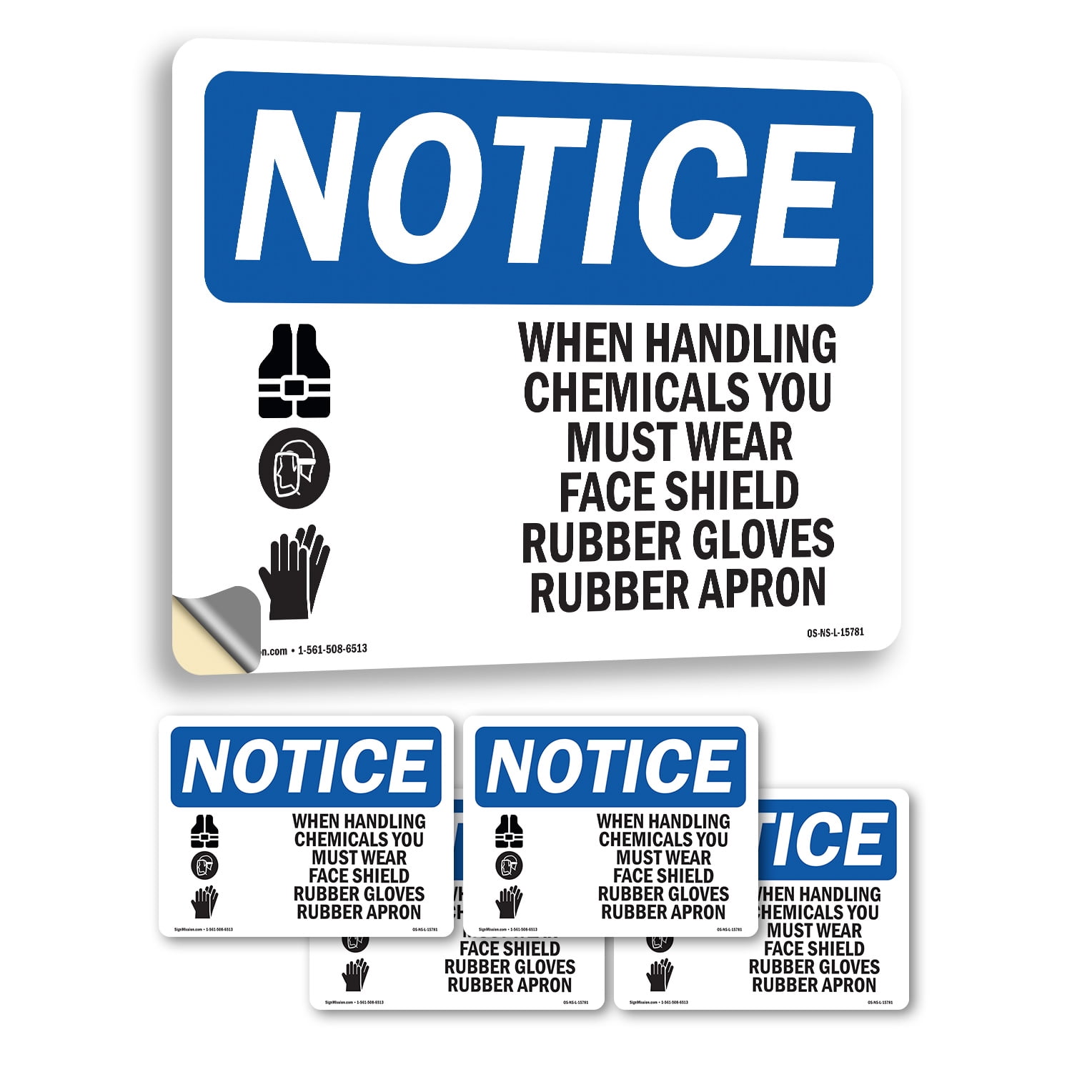 Handling Chemicals Wear PPE OSHA Notice Vinyl Decal Label 5 Inch x 3.5 ...