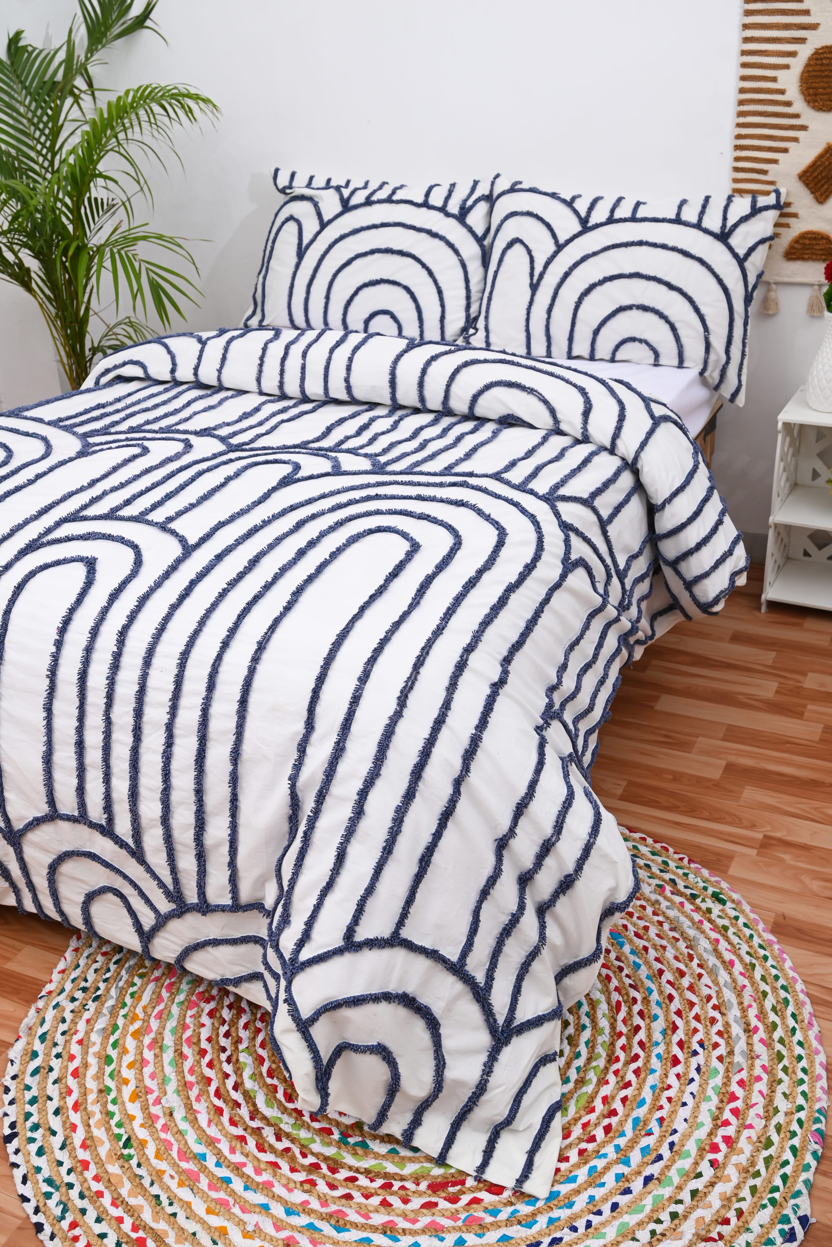 HandloomBazzar Boho Bedding Tufted Duvet Cover Set Soft Washed 3 Piece ...