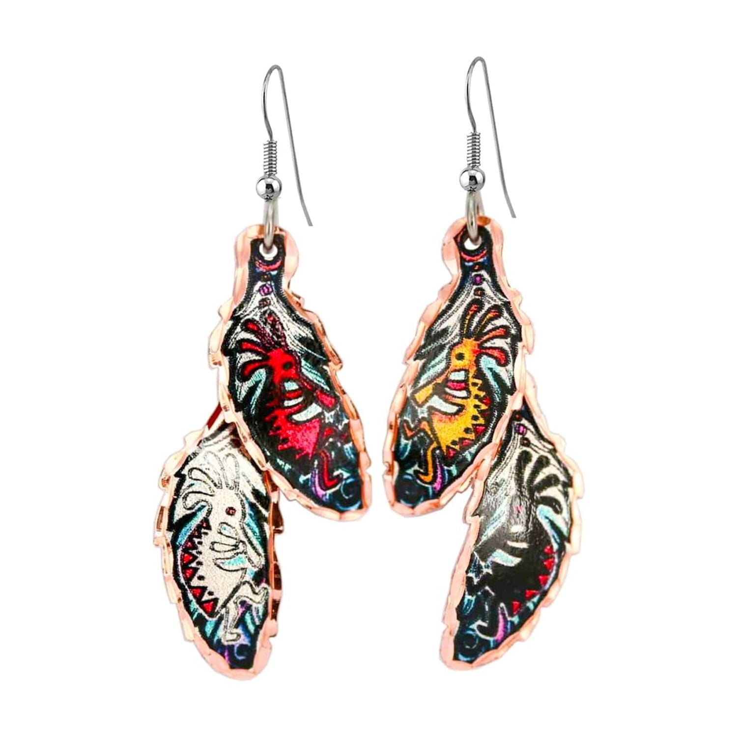 Handmace Copper Kokopelli Earrings Feature Four Colors of Unique ...