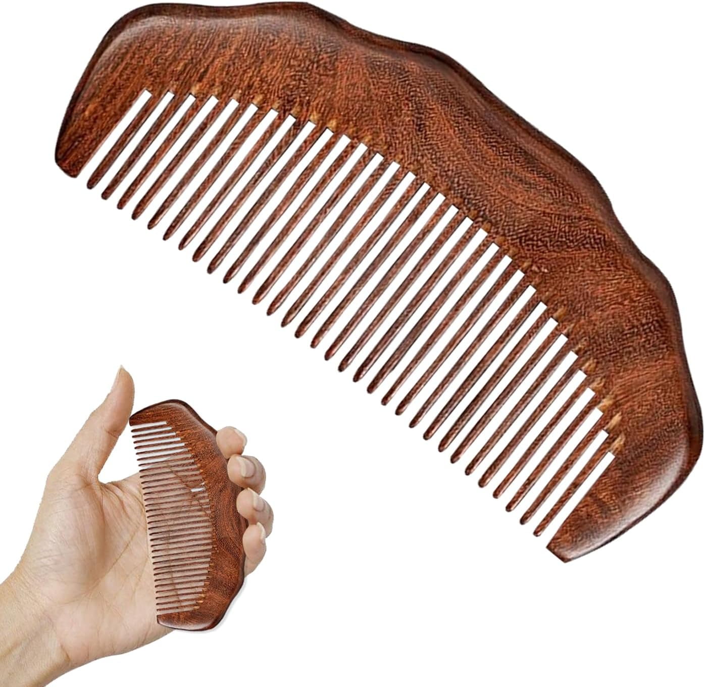 Handmade 100% Natural Sandalwood Hair Combs, Anti-Static Fine-Tooth ...