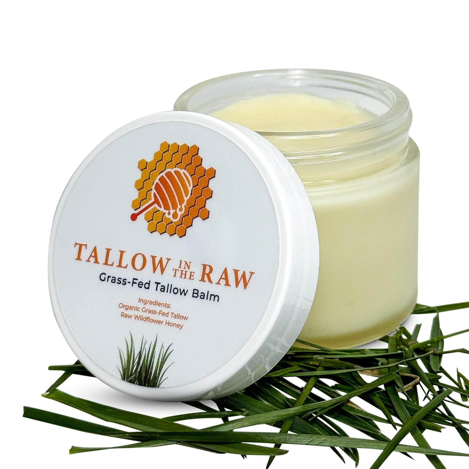Handmade 100% Organic Grass-Fed Tallow Skin Balm & Raw Wild Honey (2oz ...