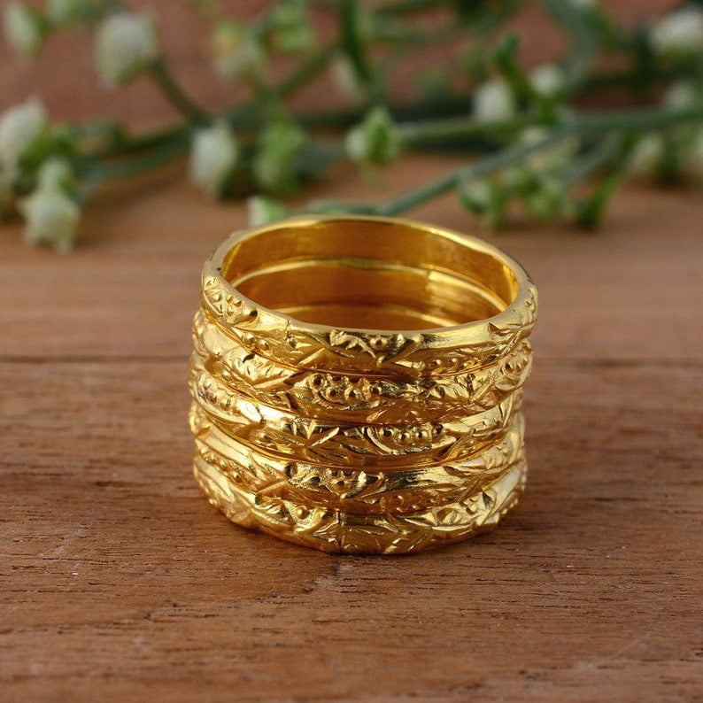 Handmade 14K Gold Filled Stacking Rings – Dainty Thin Ring Set ...