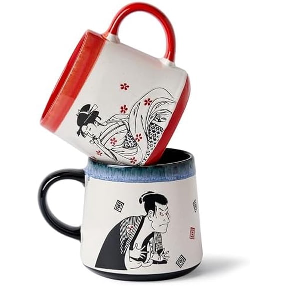 Handmade 15oz Japanese Ukiyo-e Large Ceramic Coffee Mug, Artistic ...
