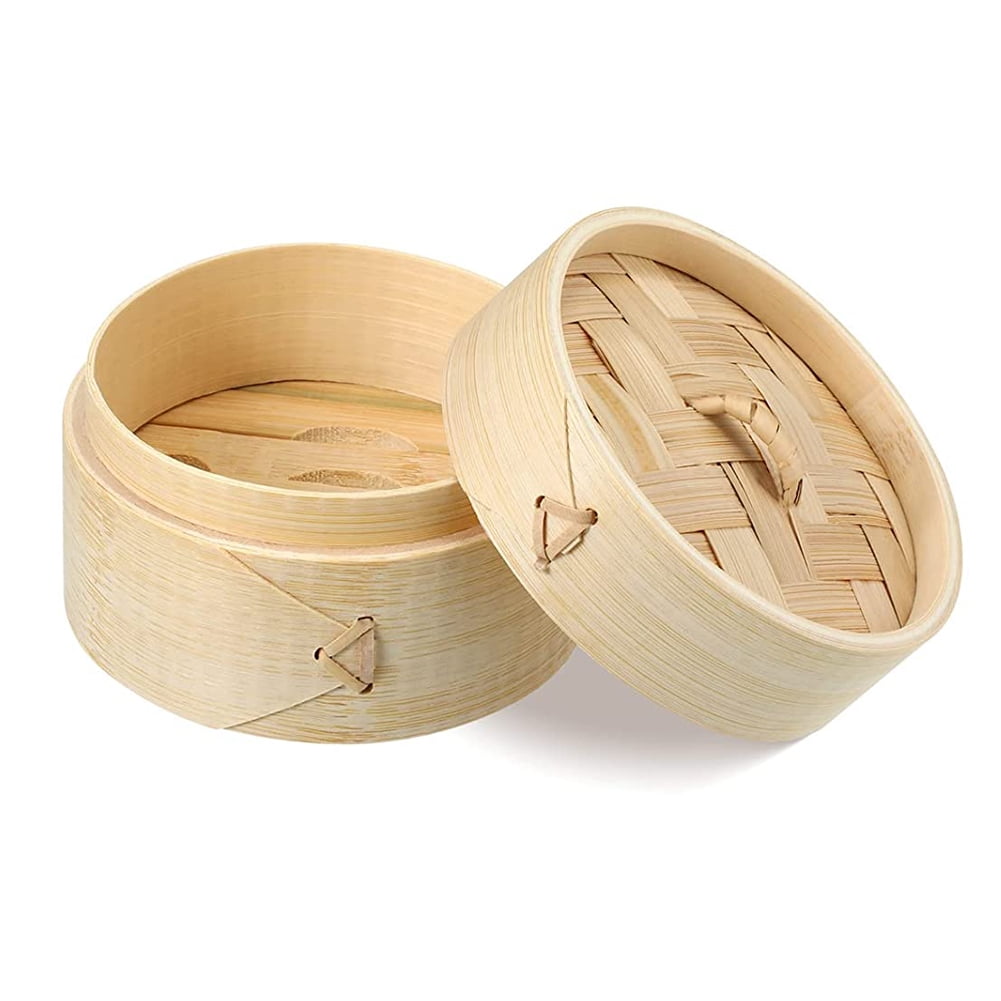 Handmade 4 inch Bamboo Steamer Basket with Lid Multi-use Traditional ...