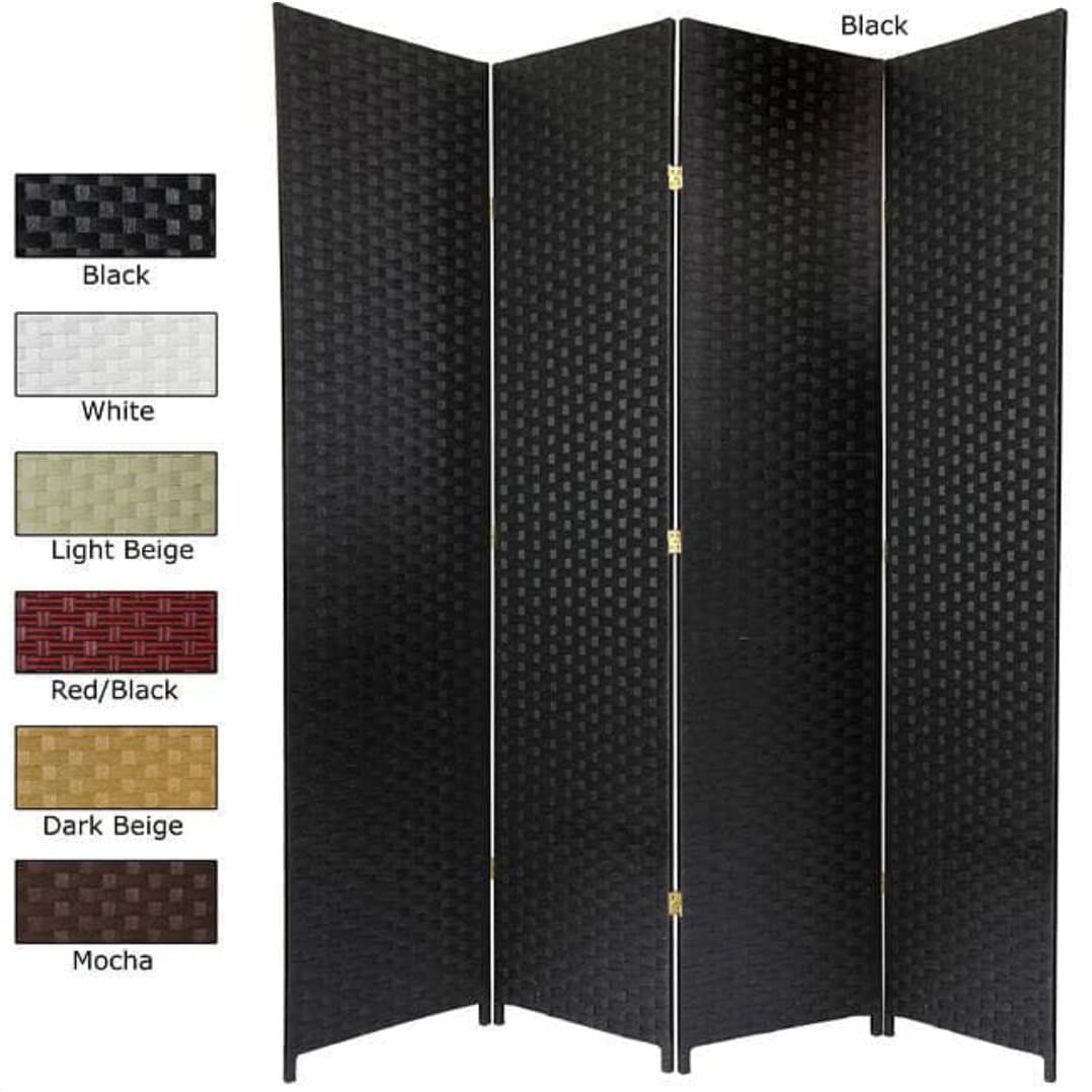 Handmade 7' Woven Fiber Room Divider Red/Black - Walmart.com