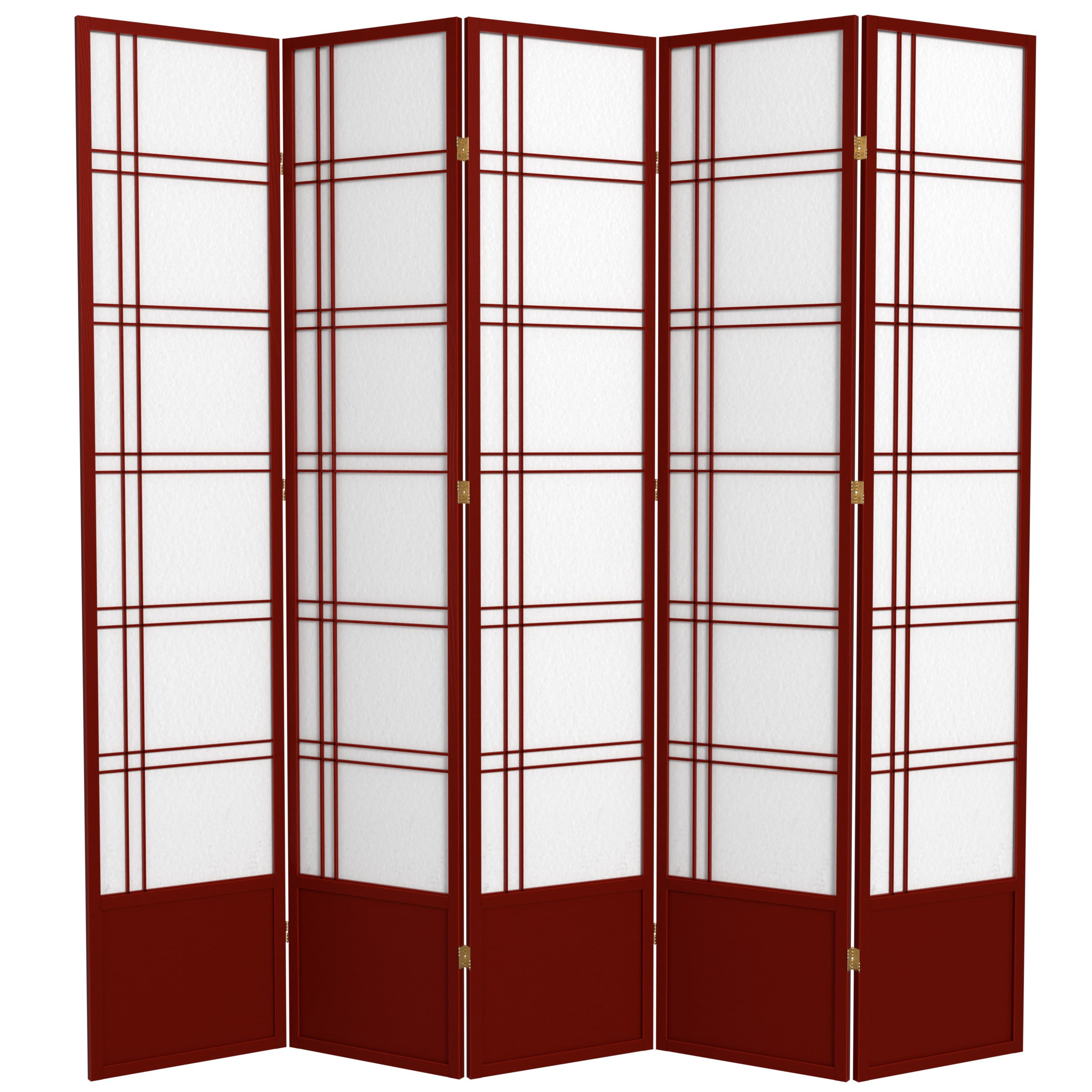 Red Lantern 7 ft. Tall Double Cross Shoji Screen - Rosewood - 5 Panels ...