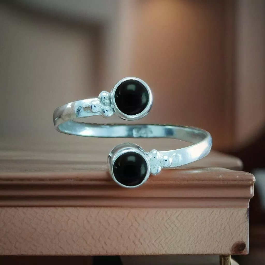 925 Jewel Impex Sterling Silver Black Onyx Gemstone Adjustable Toe Ring ...