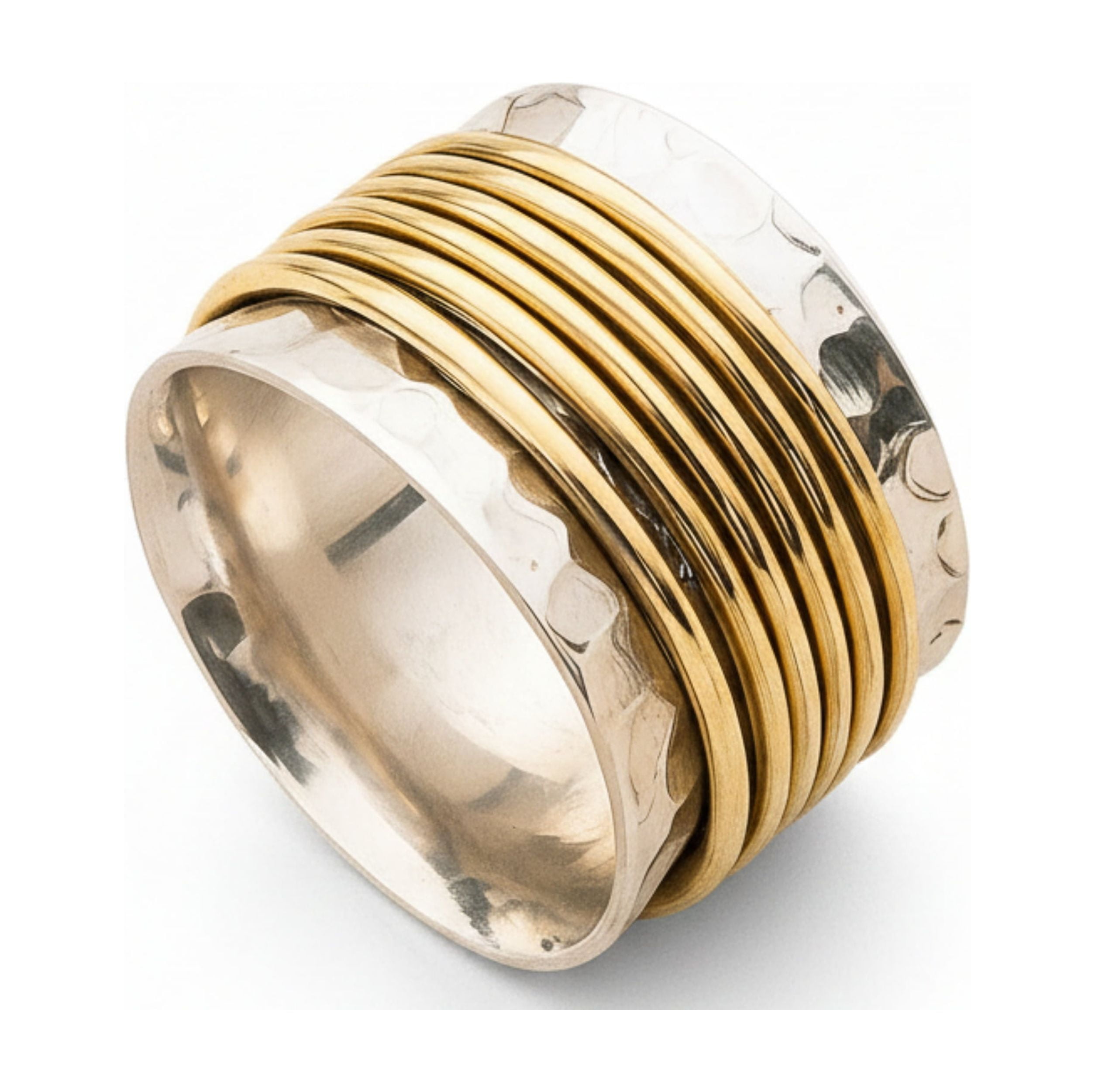 Handmade 925 Sterling Silver Spinner Ring, Brass Spinning Bands ...
