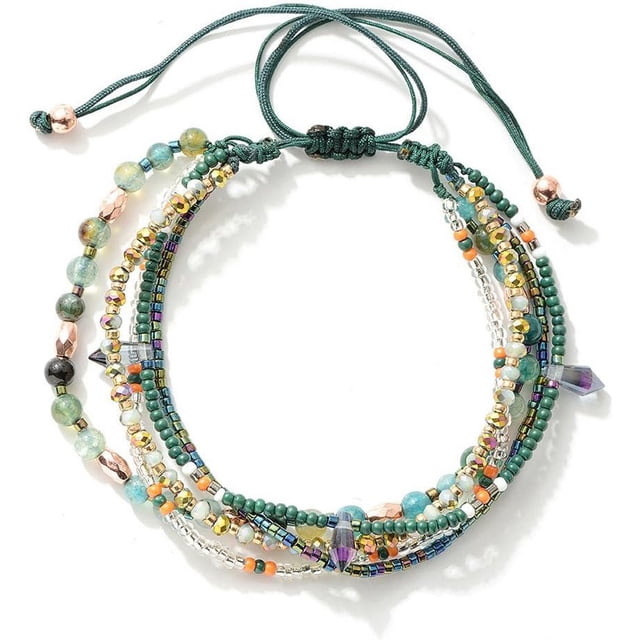 Handmade Adjustable Wrap Bracelet Bohemian String Braided Beads Anklets ...