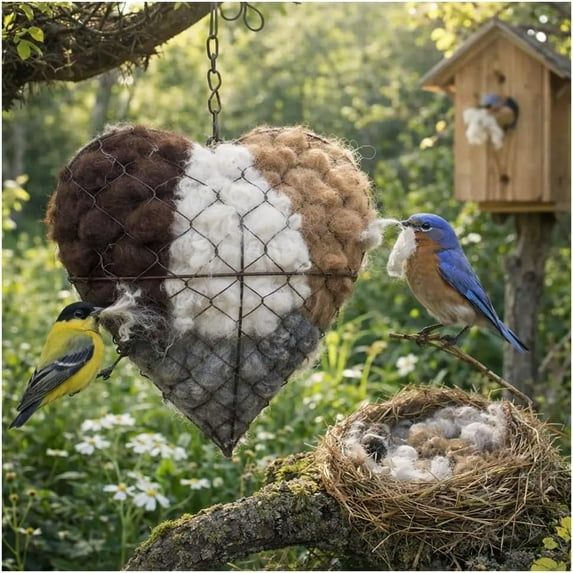 Handmade Alpaca Fiber Bird Nesting Heart, Alpaca Fiber Bird Material ...