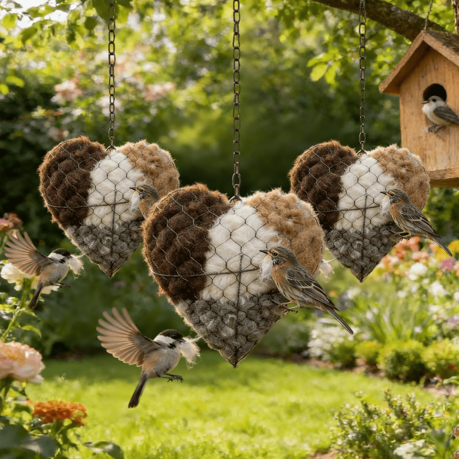 Handmade Alpaca Fiber Bird Nesting Heart, Alpaca Fiber Bird Material ...