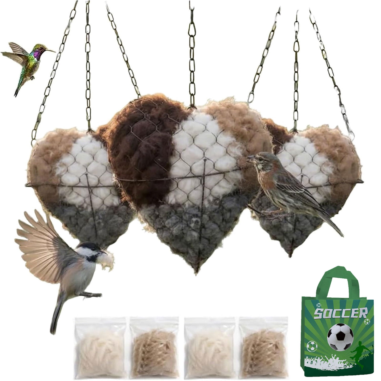 Handmade Alpaca Fiber Bird Nesting Heart, Birds Nests Material Holder ...