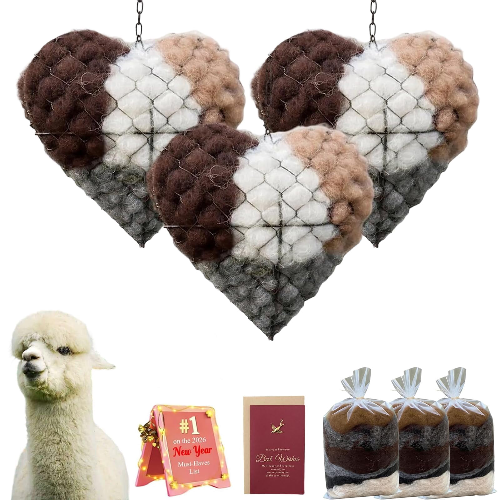 Handmade Alpaca Fiber Bird Nesting Heart, Birds Nests Material Holder ...
