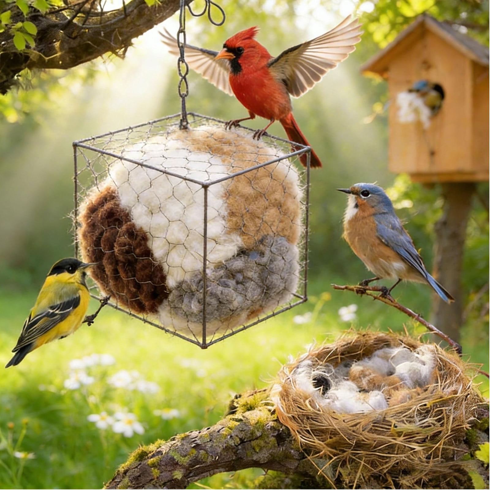 Handmade Alpaca Fiber Bird Nesting Heart, Birds Nests Material Holder ...