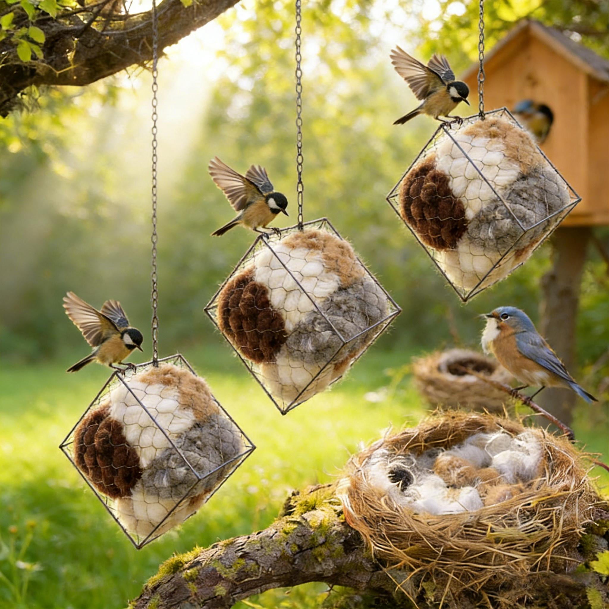 Handmade Alpaca Fiber Bird Nesting Heart, Birds Nests Material Holder ...