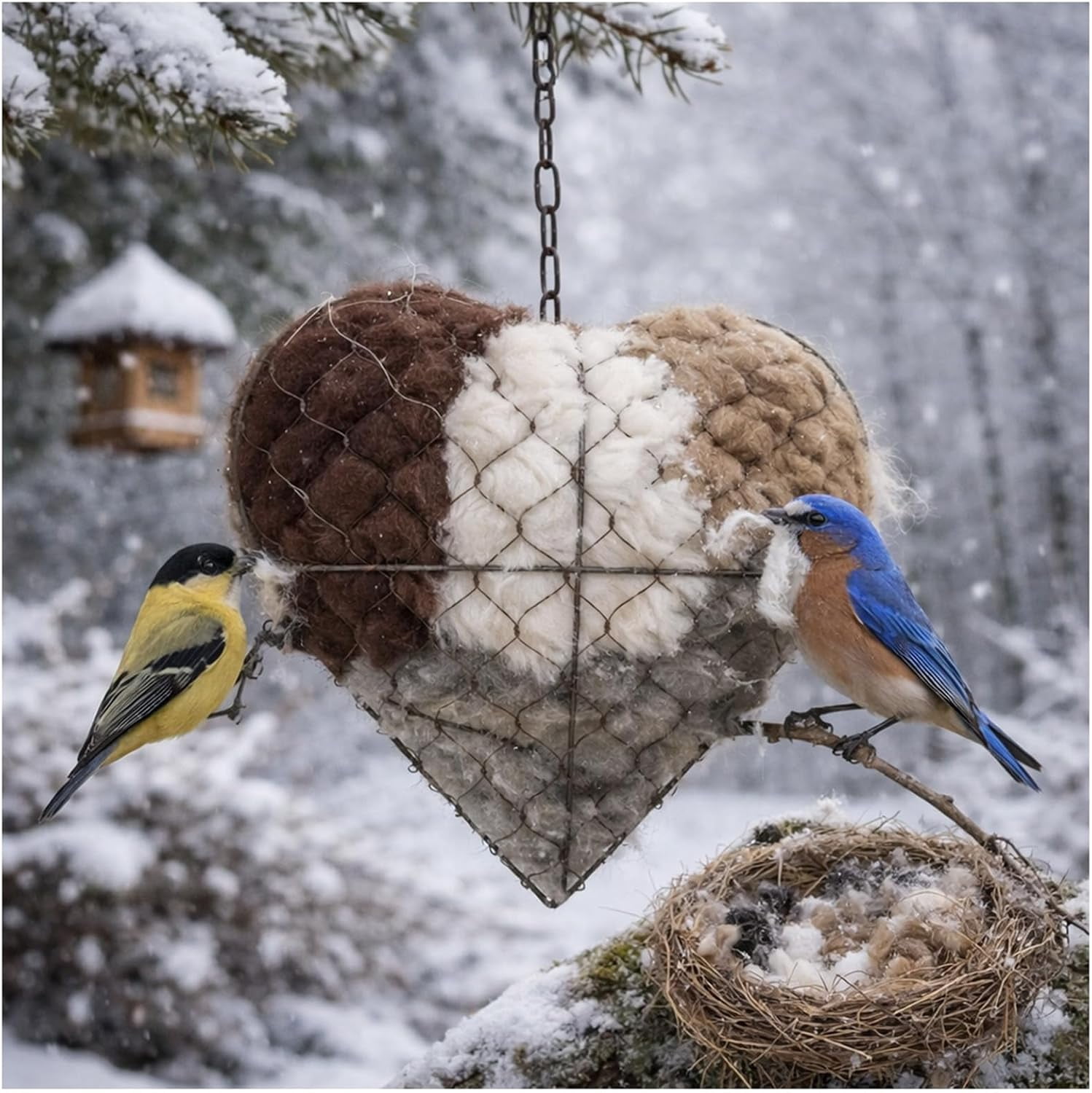 Handmade Alpaca Fiber Bird Nesting Heart, Natural Nesting Material ...