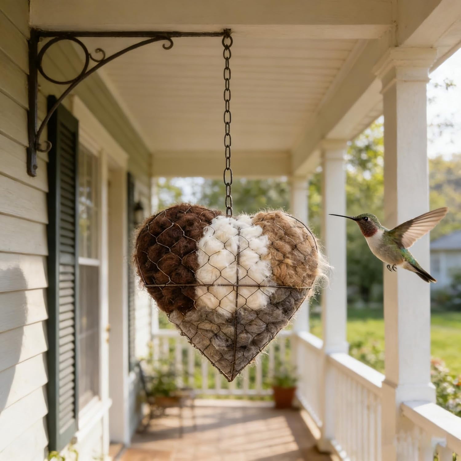 Handmade Alpaca Fiber Bird Nesting Heart, Refillable Birds Haven Heart ...