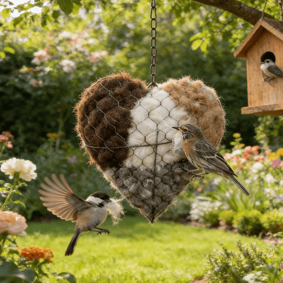 Handmade Alpaca Fiber Bird Nesting Heart,Refillable Nature Wool ...