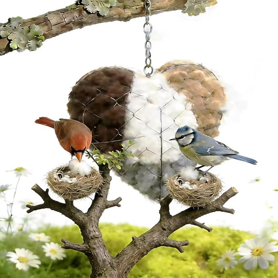 Handmade Alpaca Fiber Bird Nesting Heart,Refillable Nature Wool ...