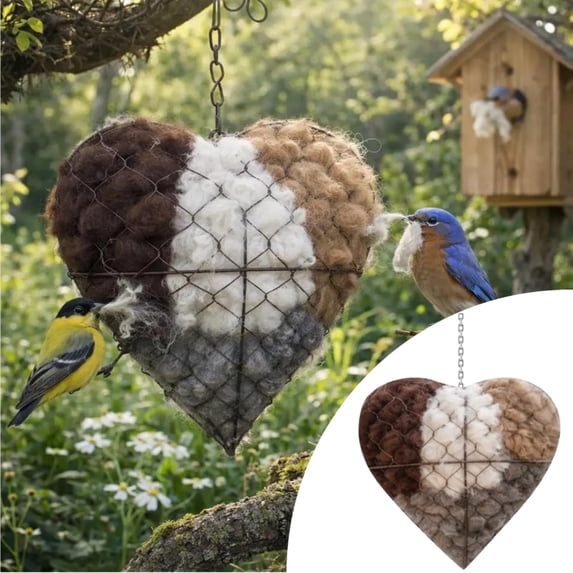 Handmade Alpaca Fiber Bird Nesting Heart, Refillable Nature Wool ...