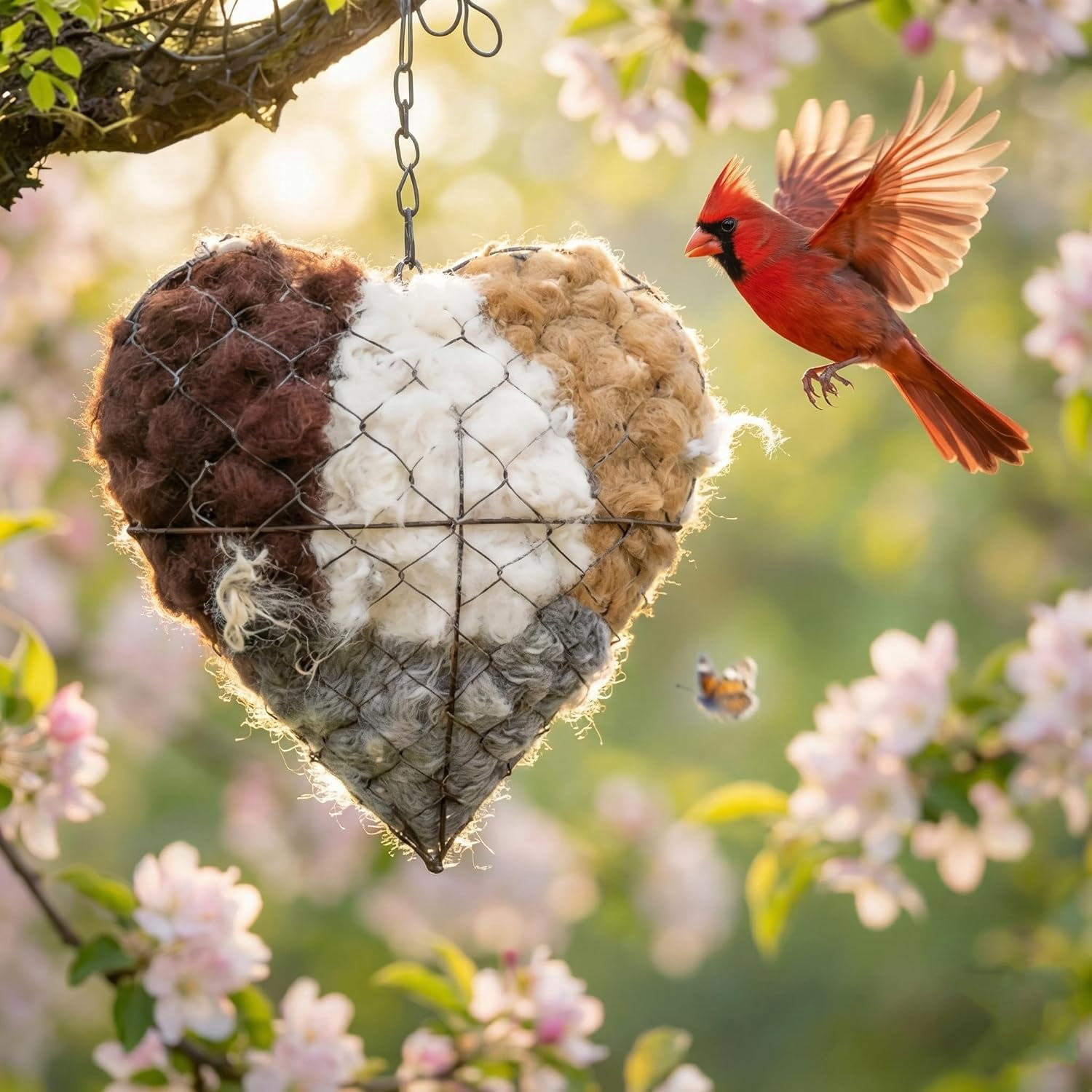 Handmade Alpaca Fiber Bird Nesting Heart,Refillable Nature Wool ...