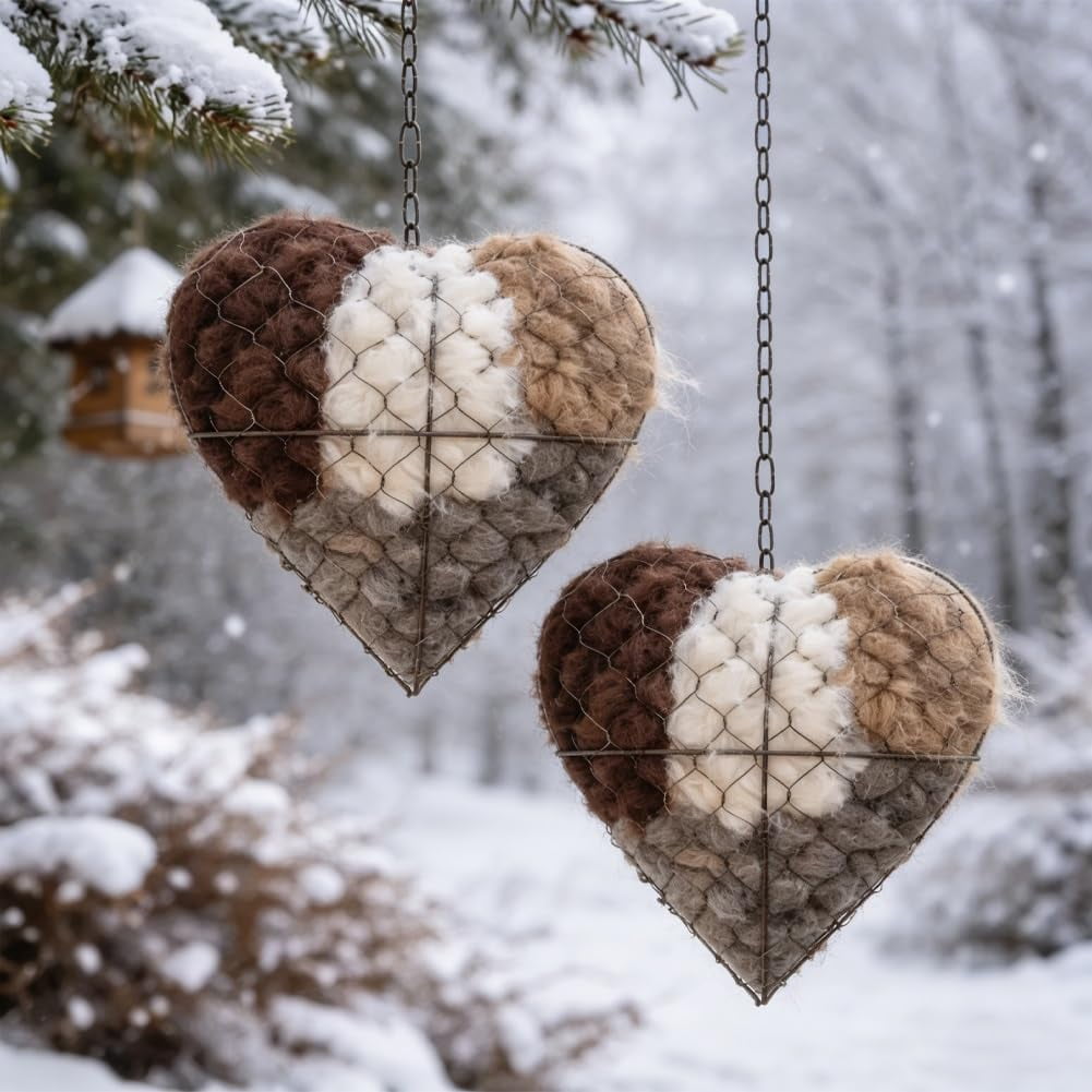 Handmade Alpaca Fiber Bird Nesting Heart, Upgrade Refillable Birds ...