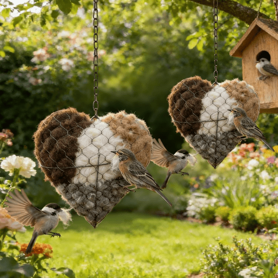 Handmade Alpaca Fiber Bird Nesting Heart, Winter Tree Shelter for Wild ...