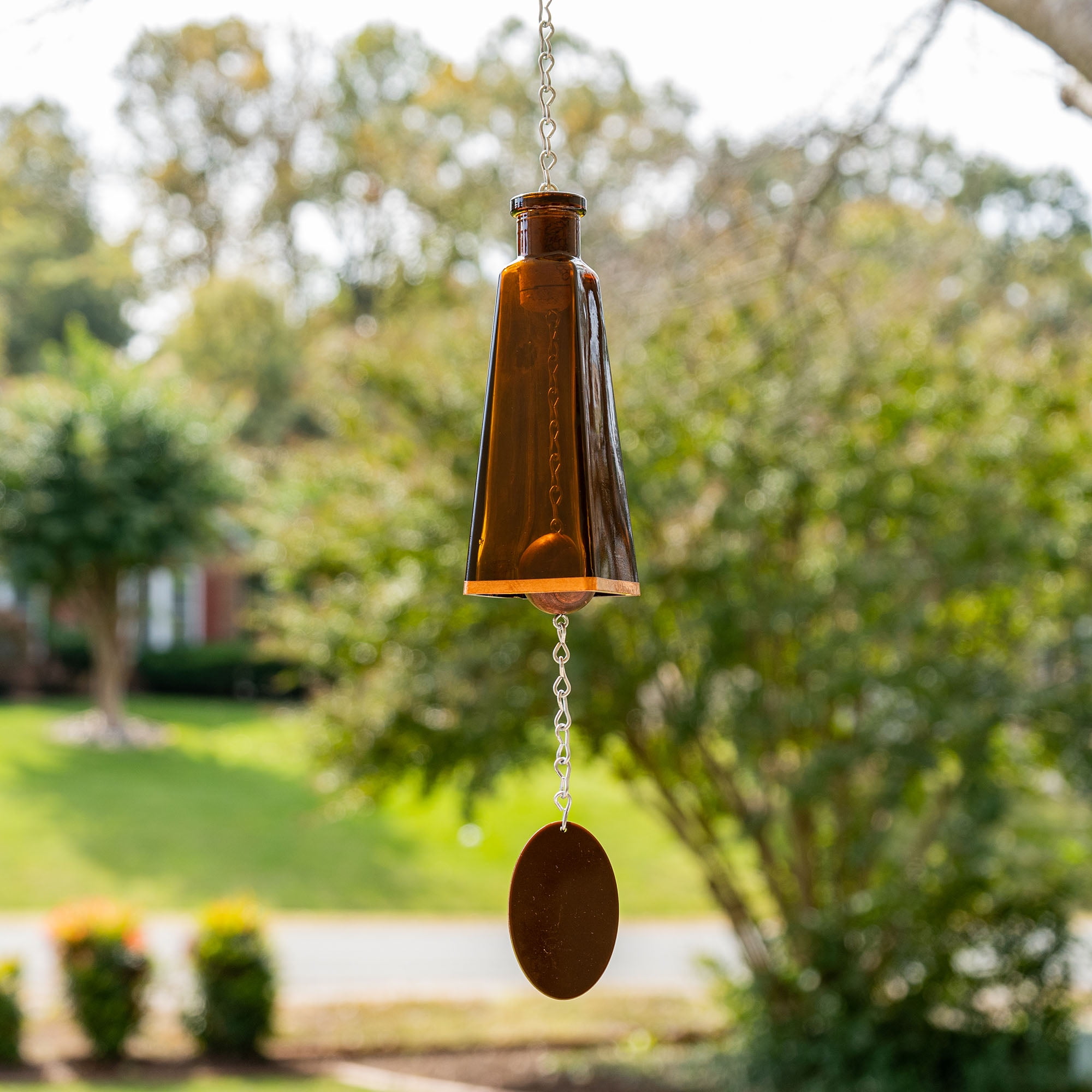 Handmade Amber Glass Wind Chimes Made From Pyramid Shaped Bottles ...