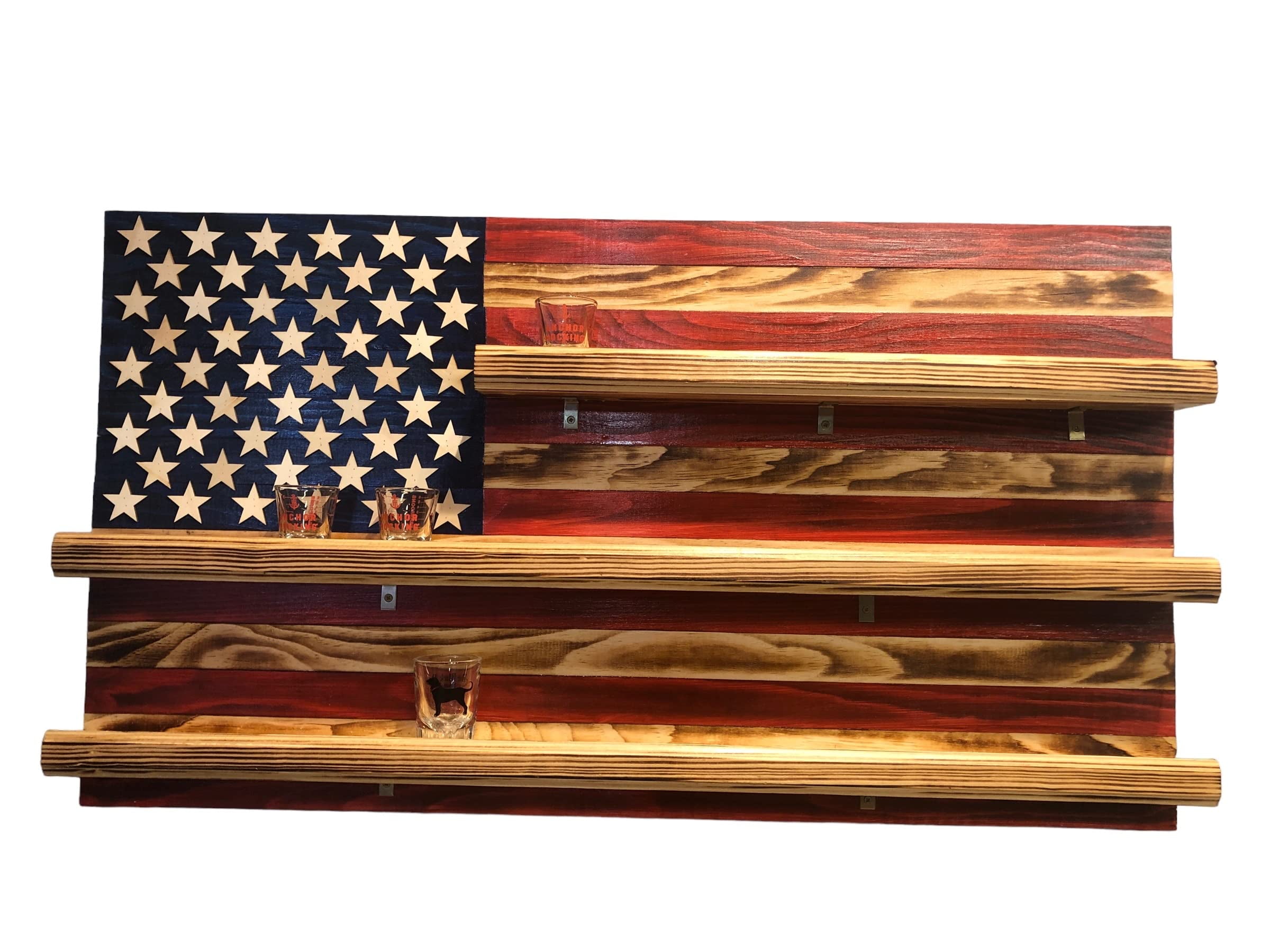 Handmade American Flag Baseball Display Case, Wooden Baseball Holder ...