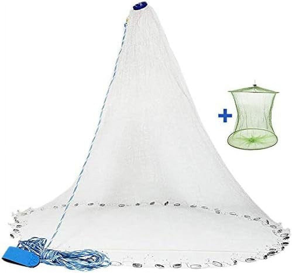Handmade American Saltwater Fishing Cast Net with Heavy Duty Real Zinc ...