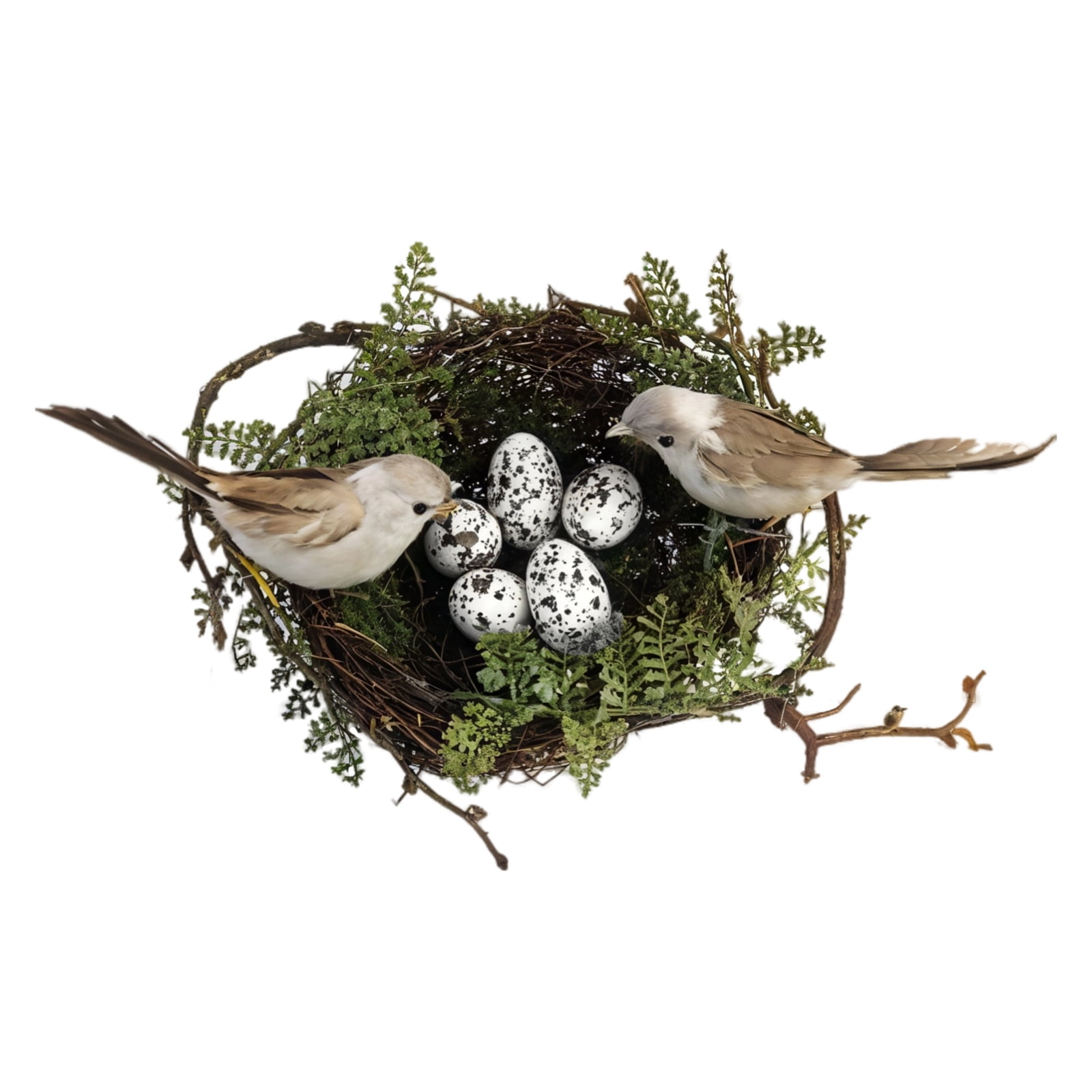 Handmade Artificial Birds Nest Set - 5.12-inch Large Round Nest with 2 ...
