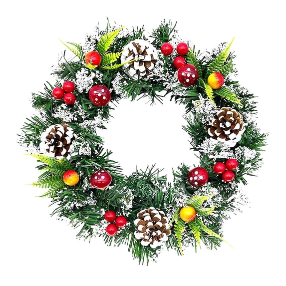 Handmade Artificial Christmas Wreath with Pine Cones, Red Berries and ...