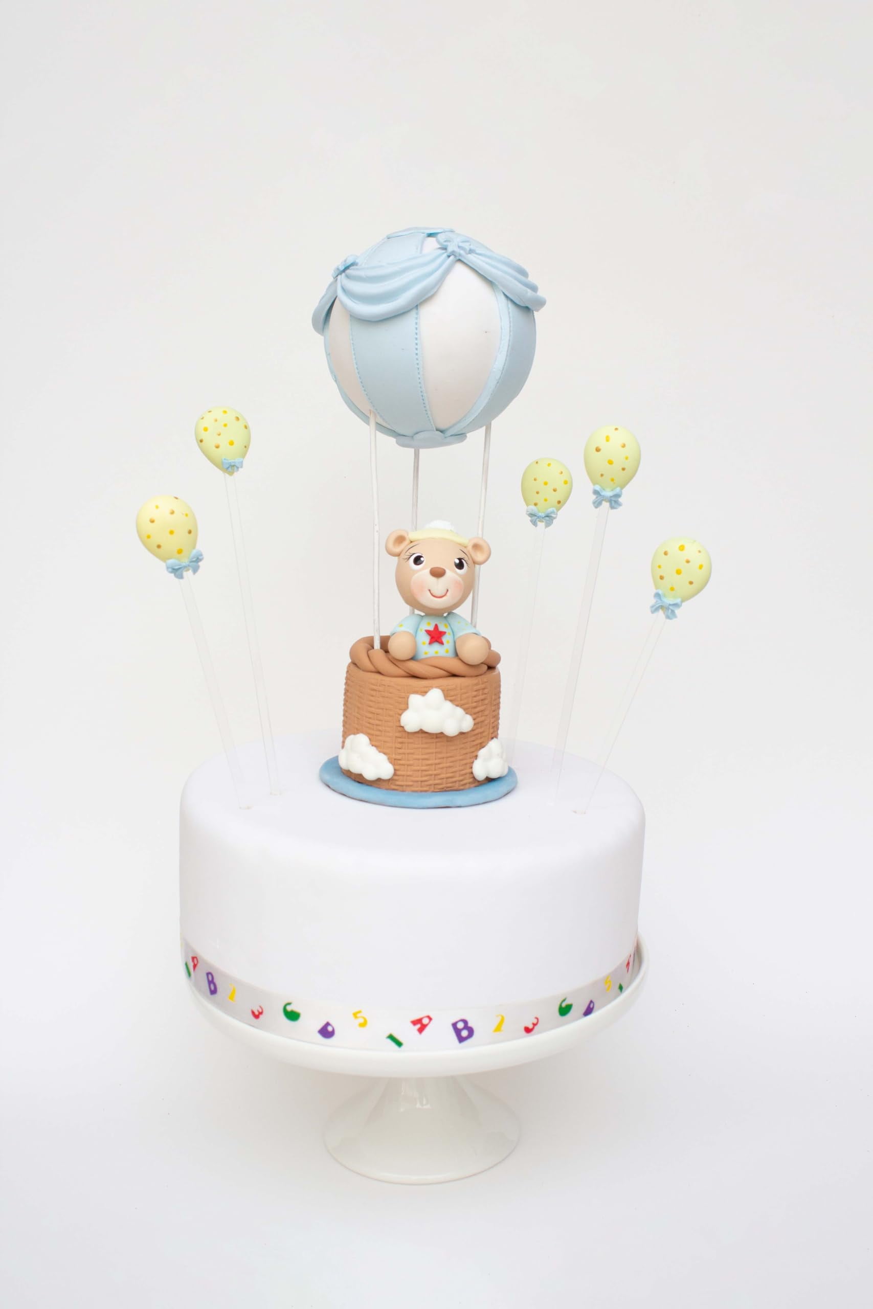 Handmade Baby Bear AJH3 Cake Topper | 4 PCS of Cold Ceramic (1 Bear Bear and 3 Tiny Balloons ...