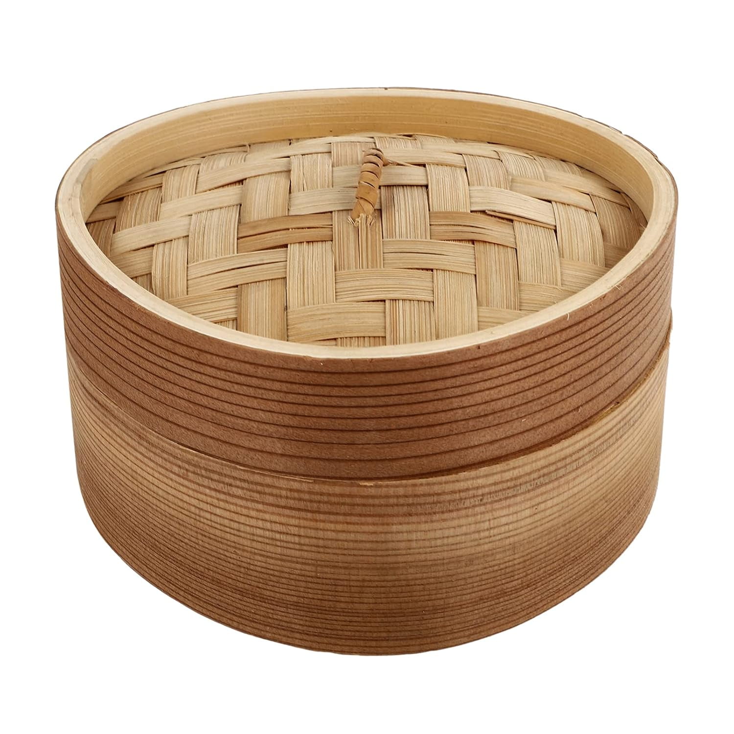 Handmade Bamboo Momos Steamer With Liners - Brown | 2 Tier Steam Basket ...