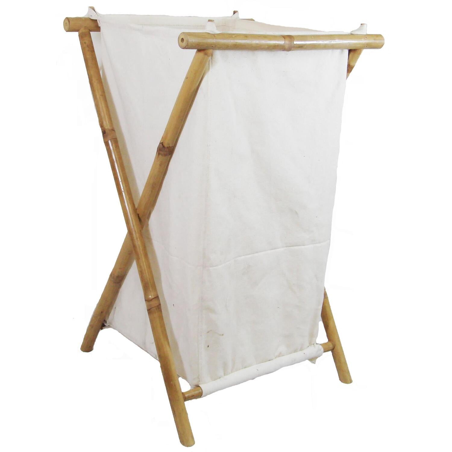 Handmade Bamboo and Canvas Hamper (Vietnam) - Walmart.com
