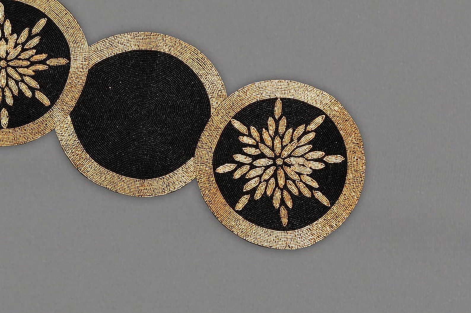 Handmade Bead Table Runner, Black And Gold Table Runner, Designer Table ...